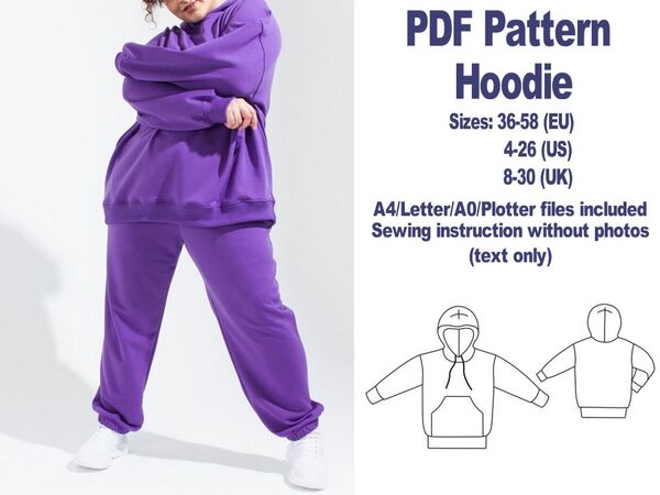 Oversized Hoodie Sewing Pattern PDF Sewing Patterns Women Patterns Sewing