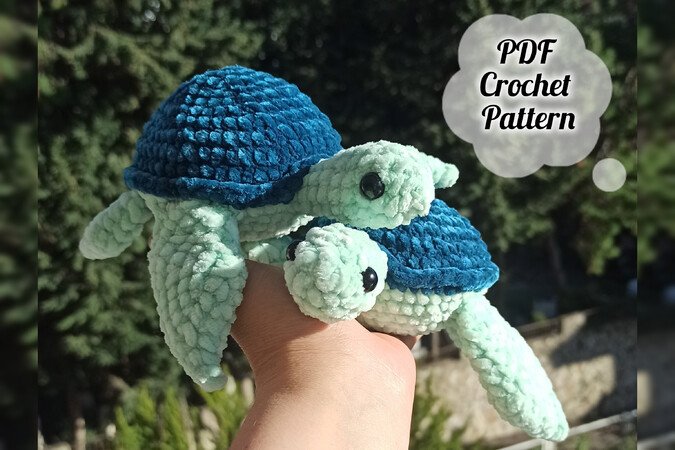 Baby turtle crochet pattern. Cute crochet turtle pattern. Amigurumi turtle