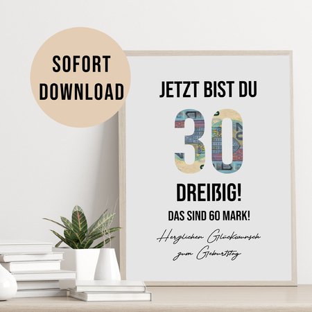 Poster GELDGESCHENK Geburtstag 30 DOWNLOAD
