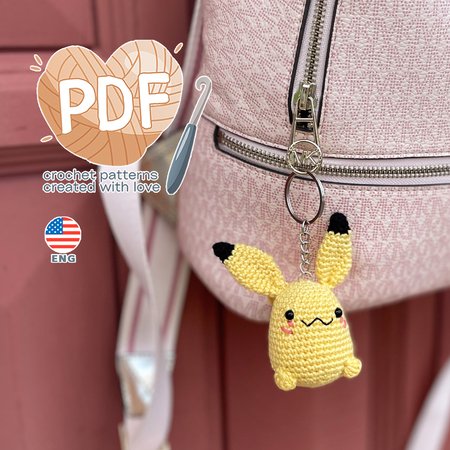Bundle Crochet Pattern Amigurumi Keychain Anime Poke Animals Pika & Mew
