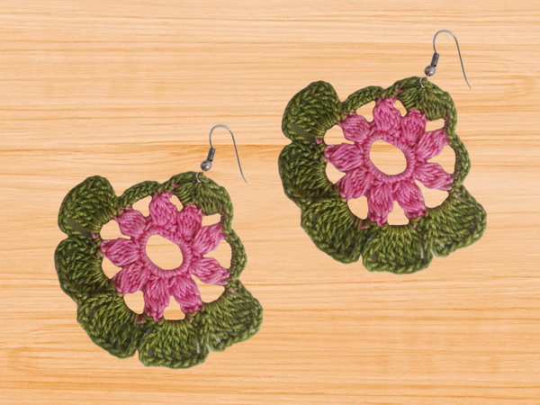 Crochet Flower Earrings Pattern