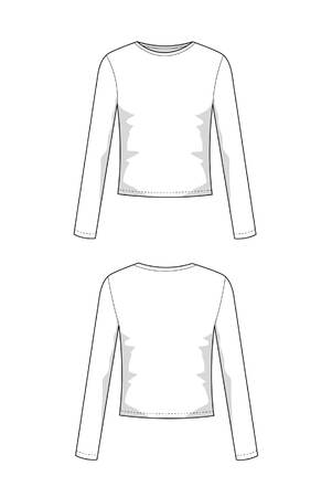 Long sleeve sewing pattern XS-XXXL, ladies jersey top sewing beginner easy