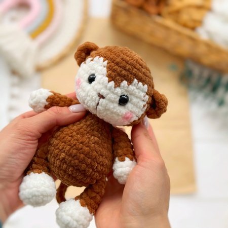 Plushie monkey Amigurumi low sew crochet pattern