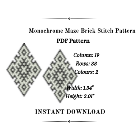 Monochrome Maze Peyote Stitch Bracelet