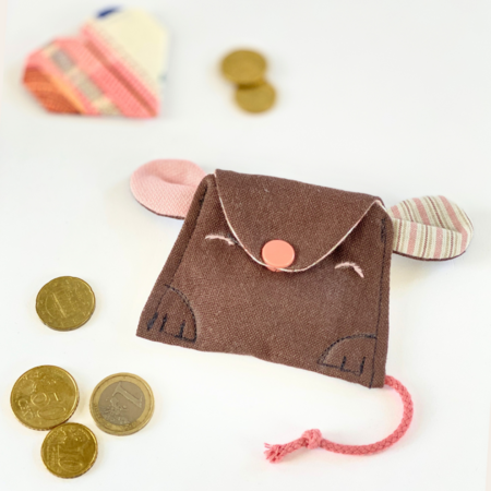 Mini Geldbeutel Schnittmuster, Rechenmaus nähen + Brustbeutel