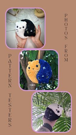Crochet Yin and Yang cats low sew amigurumi pattern