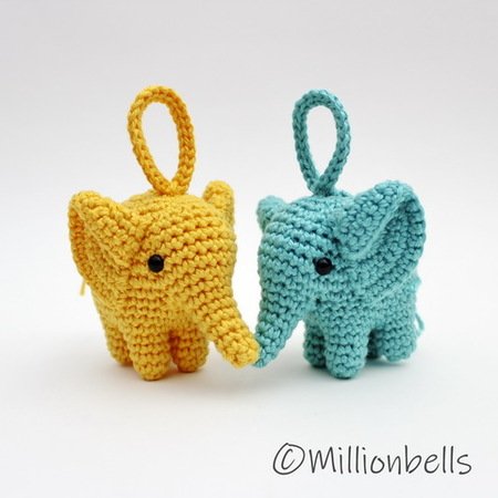 Crochet Pattern Keychain Elephant Ornament Bag Charm Amigurumi Animal