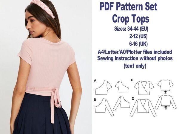 Crop Top Sewing Pattern Sewing Patterns Patterns PDF Crop Top Pattern