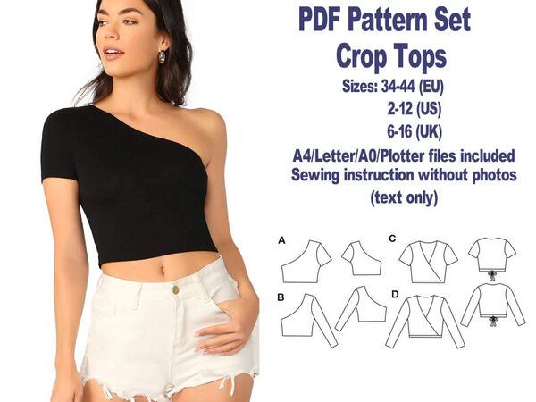 Crop Top Sewing Pattern Sewing Patterns Patterns PDF Crop Top Pattern