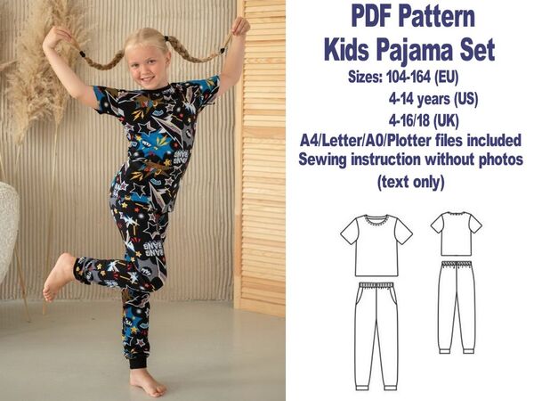 Kids Pajamas Patterns Boy's Christmas Sewing Patterns Girl's Pajamas