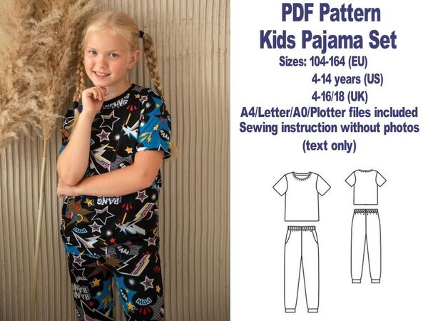 Kids Pajamas Patterns Boy's Christmas Sewing Patterns Girl's Pajamas