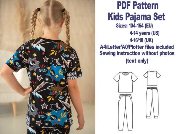 Kids Pajamas Patterns Boy's Christmas Sewing Patterns Girl's Pajamas
