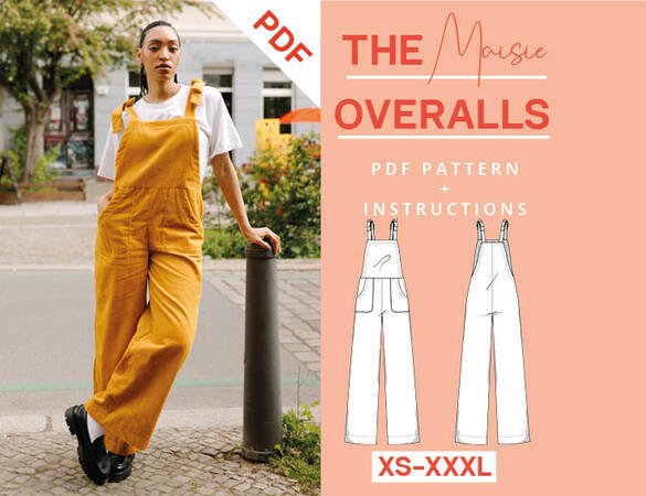 Overalls Sewing Pattern Ladies XS-XXXL Dungarees Pattern