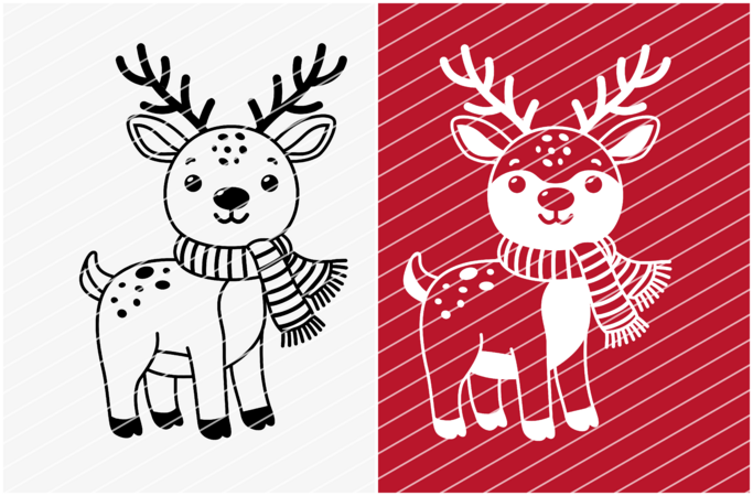 Cute Reindeer Cutting File – Christmas SVG DXF PNG for Winter Crafting