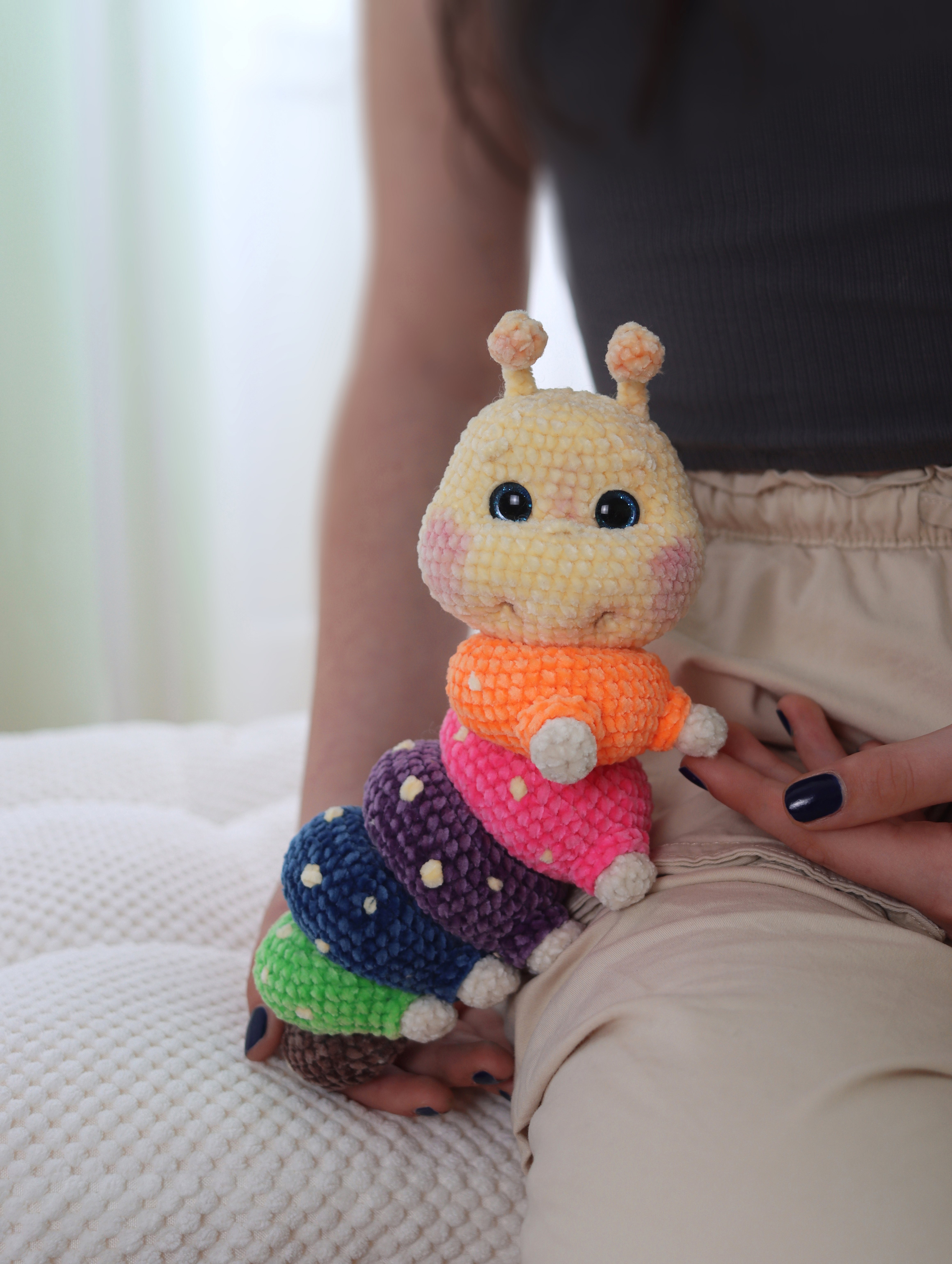 Crochet Amigurumi Rainbow Caterpillar Toy