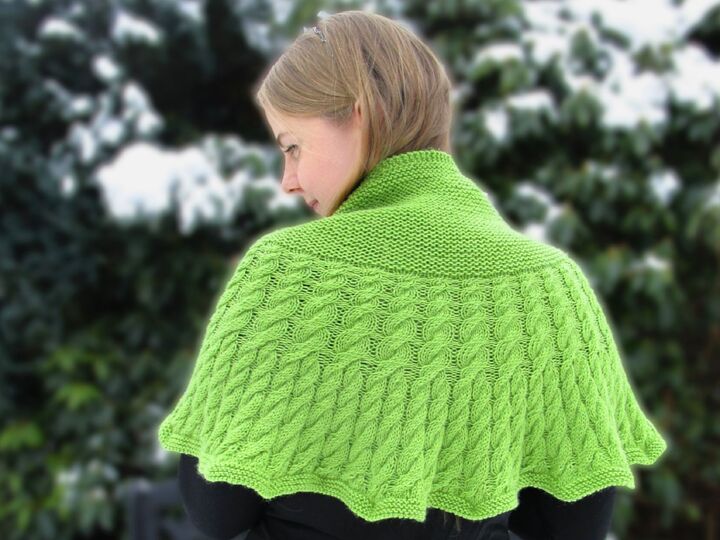 Lebenswege Hug, Zopfmuster, Schultertuch halbrund, Strickanleitung