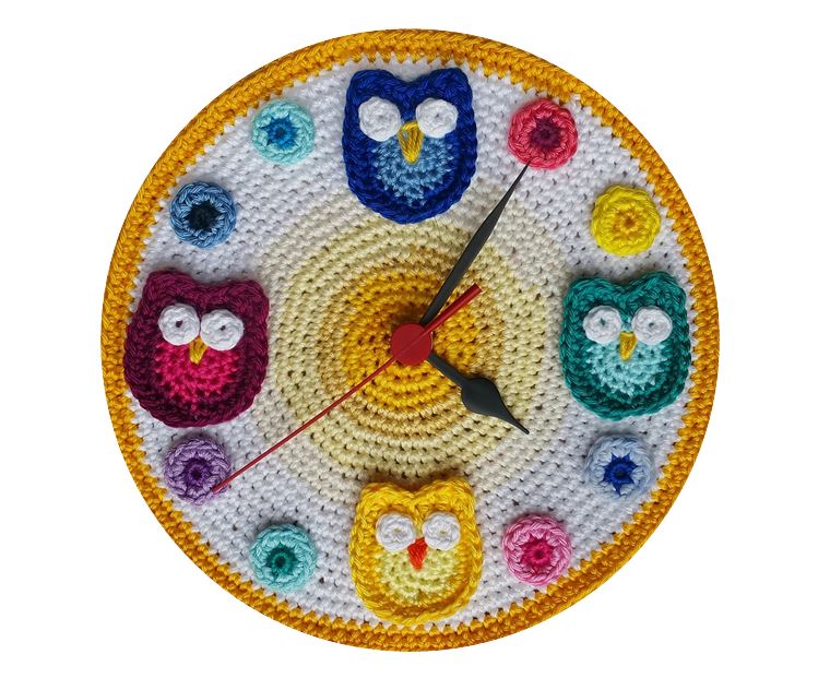 Crochet Pattern Clock with Owls