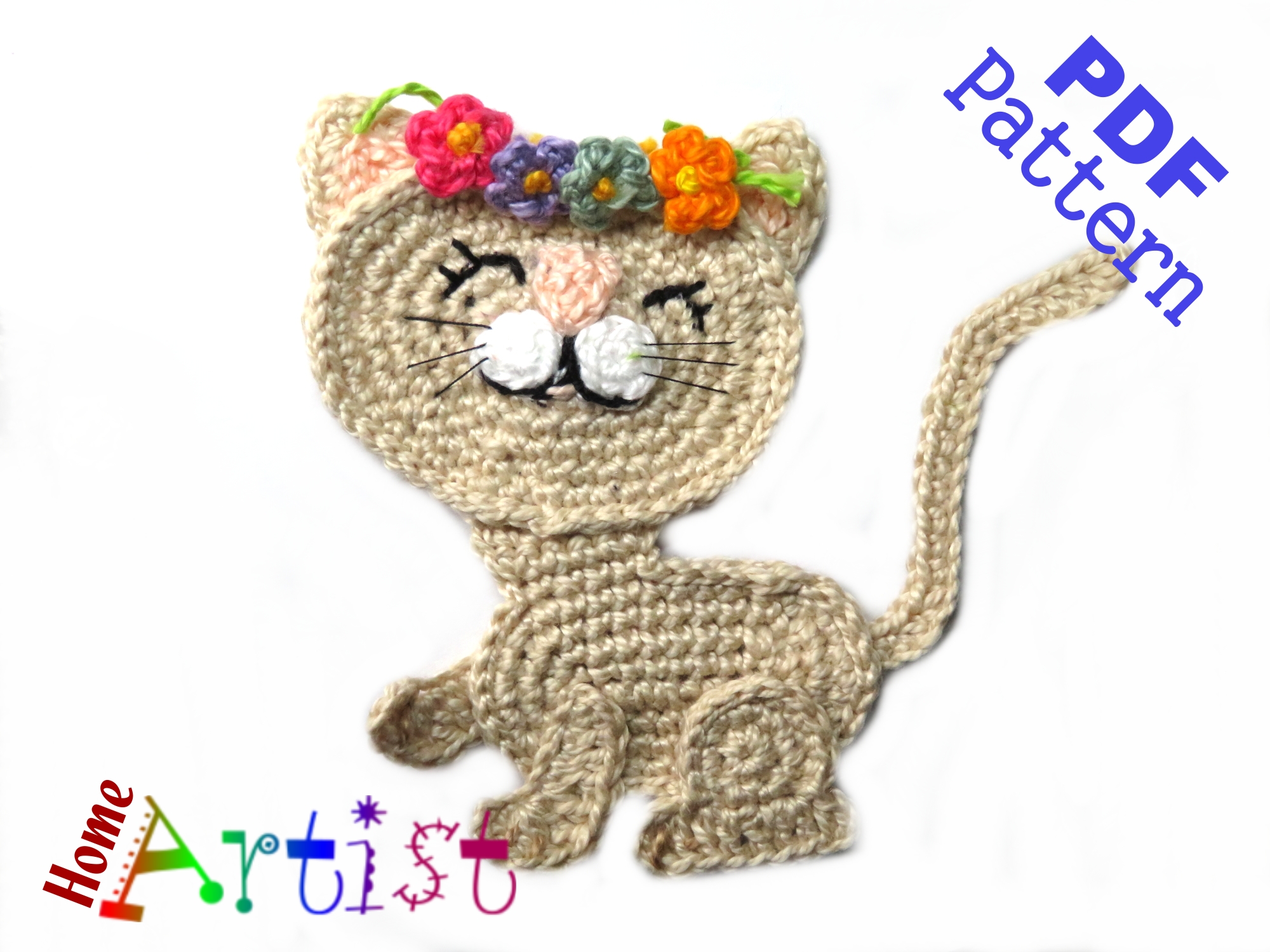 Crochet Cat Applique Pattern