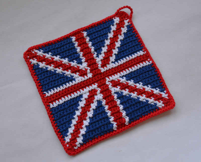 Union Jack Potholder Crochet Pattern - for beginners