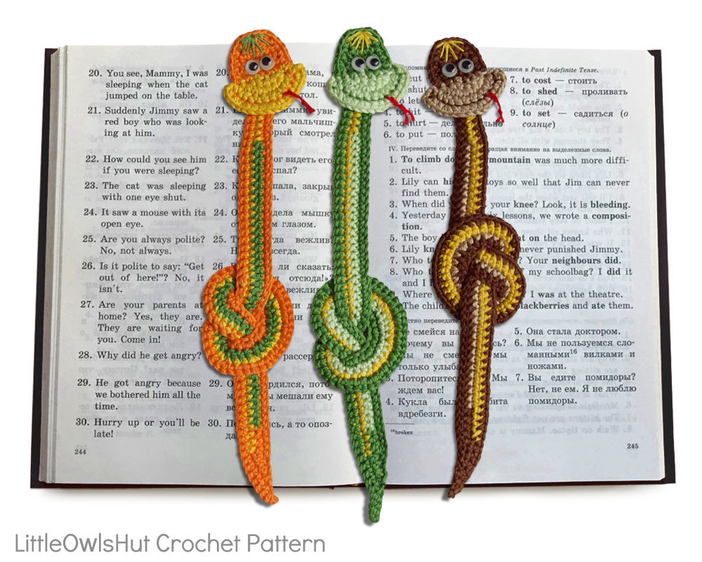 014 Crochet Pattern - Snake Boa bookmark or decor - Amigurumi PDF file ...