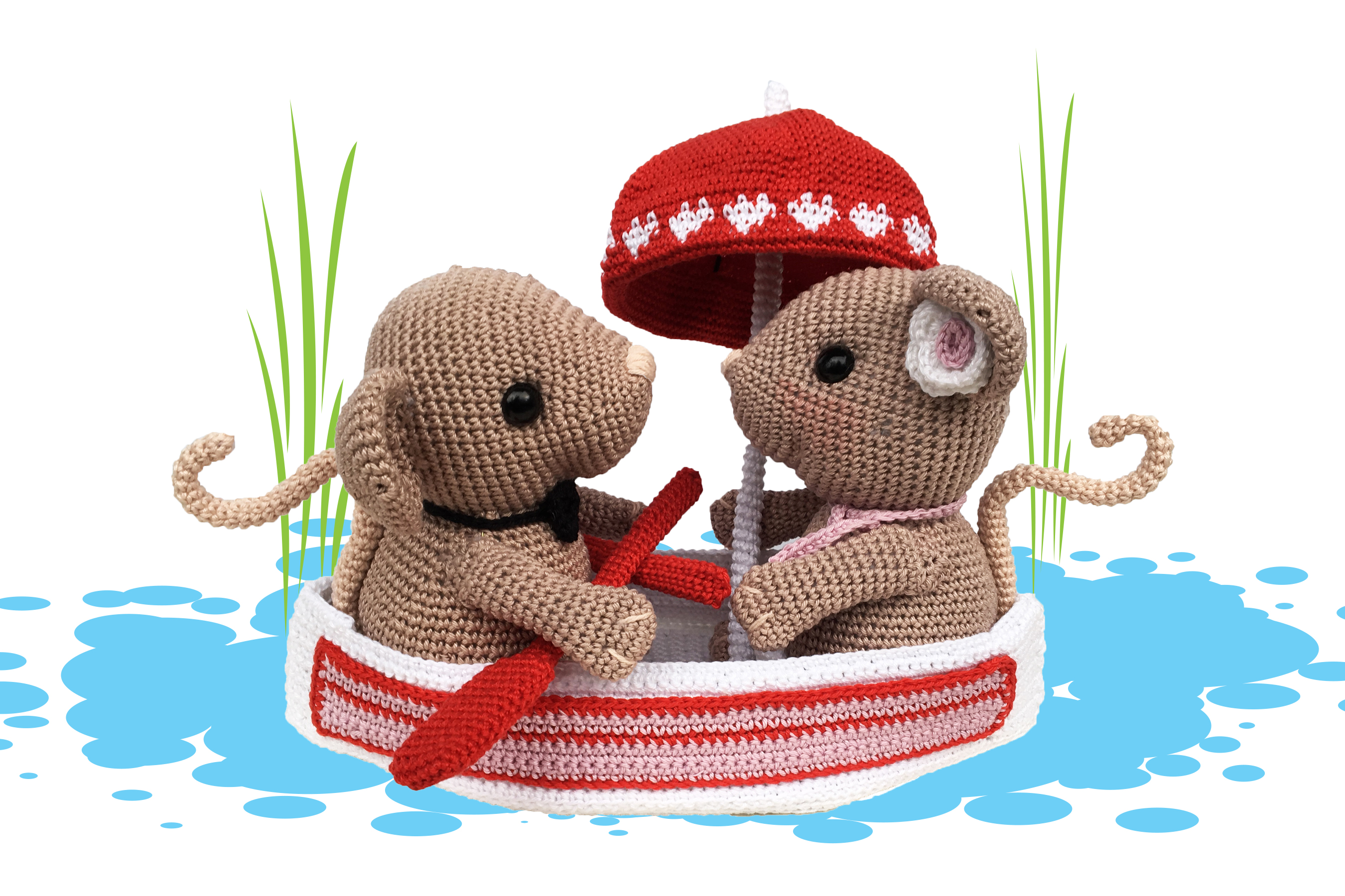 Maus häkeln ++ Boot und Schirm // Amigurumi
