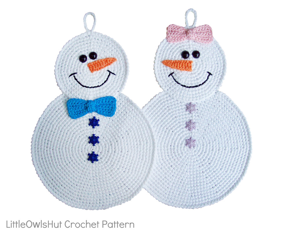 038 Crochet Pattern - Snowman Potholder or decor - Amigurumi PDF file ...