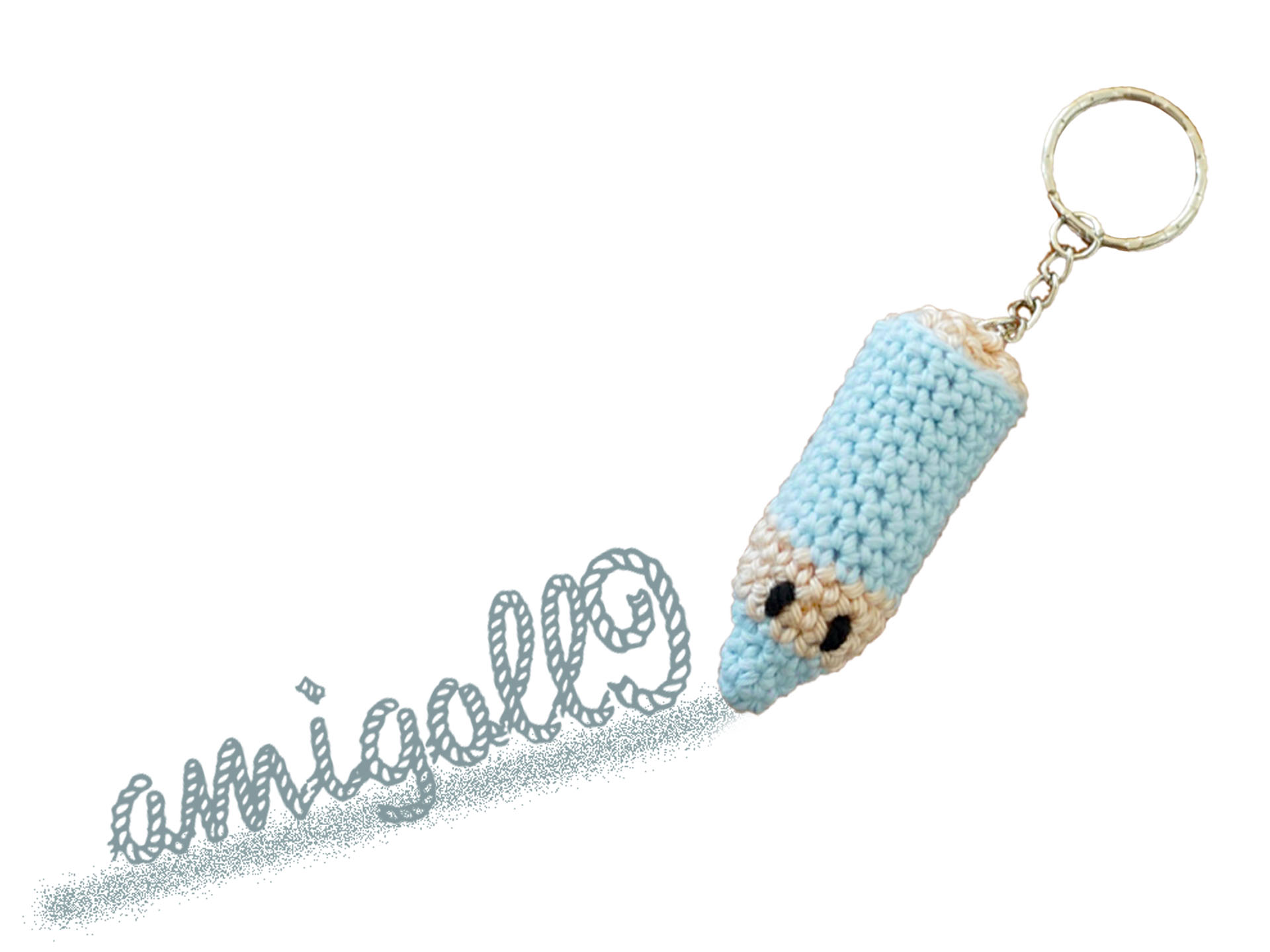 Crochet Pattern for Keychain Colored Pencil "Blue" - DIY Tutorial