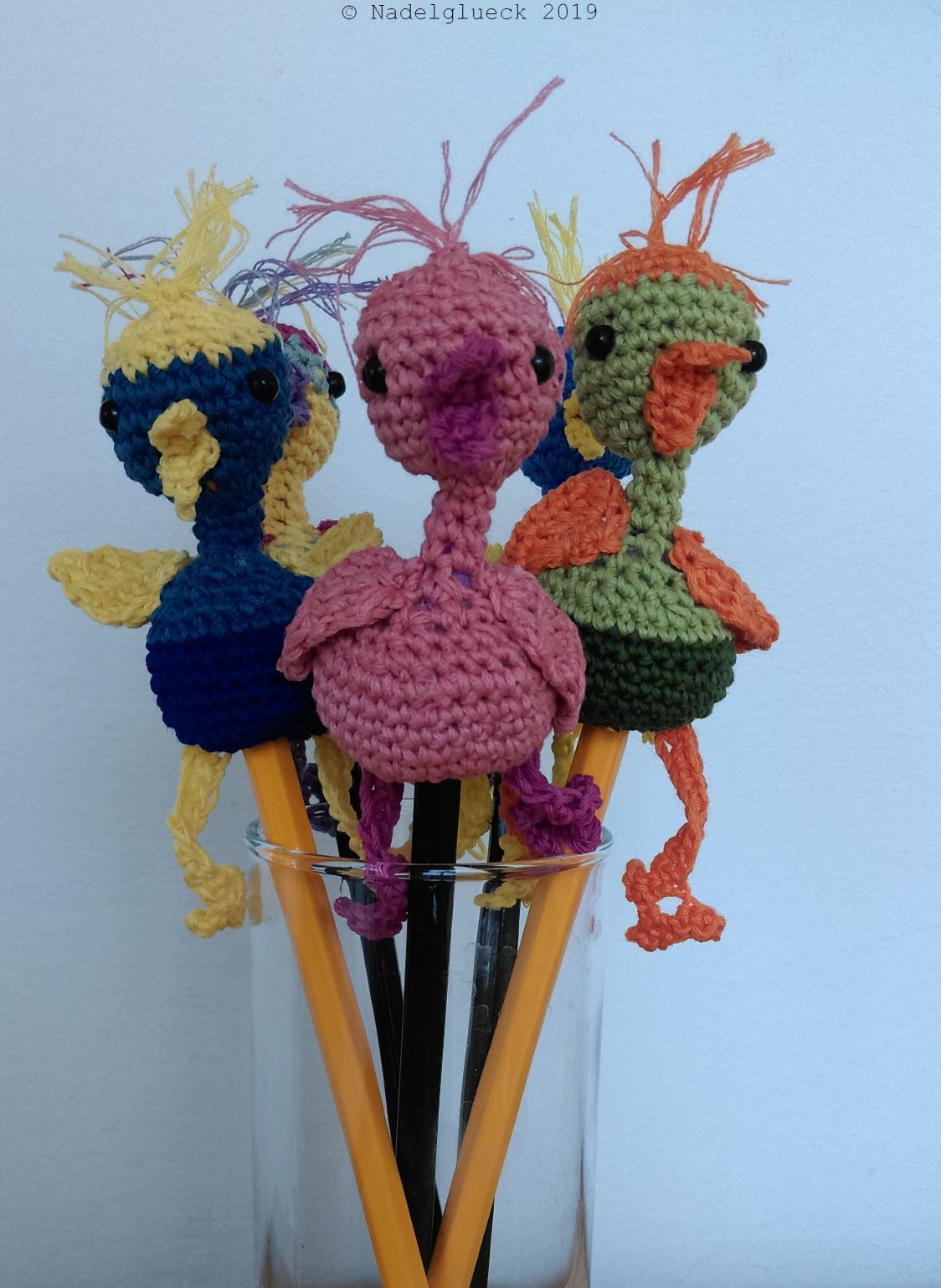 Bleistift-Topper "Lustiger Vogel" - schnell gehäkelt zu Einschulung ...