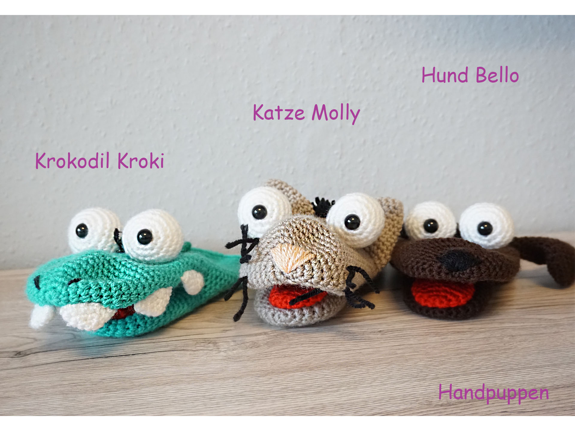 Crochet Hand Puppets: Bello, Cat Molly, and Crocodile - Perfect for ...