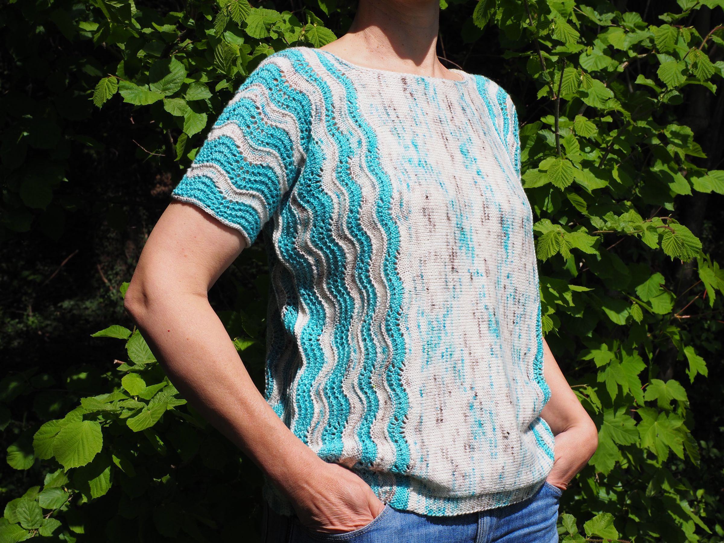 Anleitung Beach - ein quergestrickter Pulli mit kurzem Arm