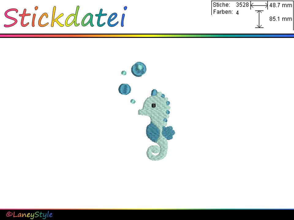 Stickdatei "Seepferdchen mit Blubberblasen"