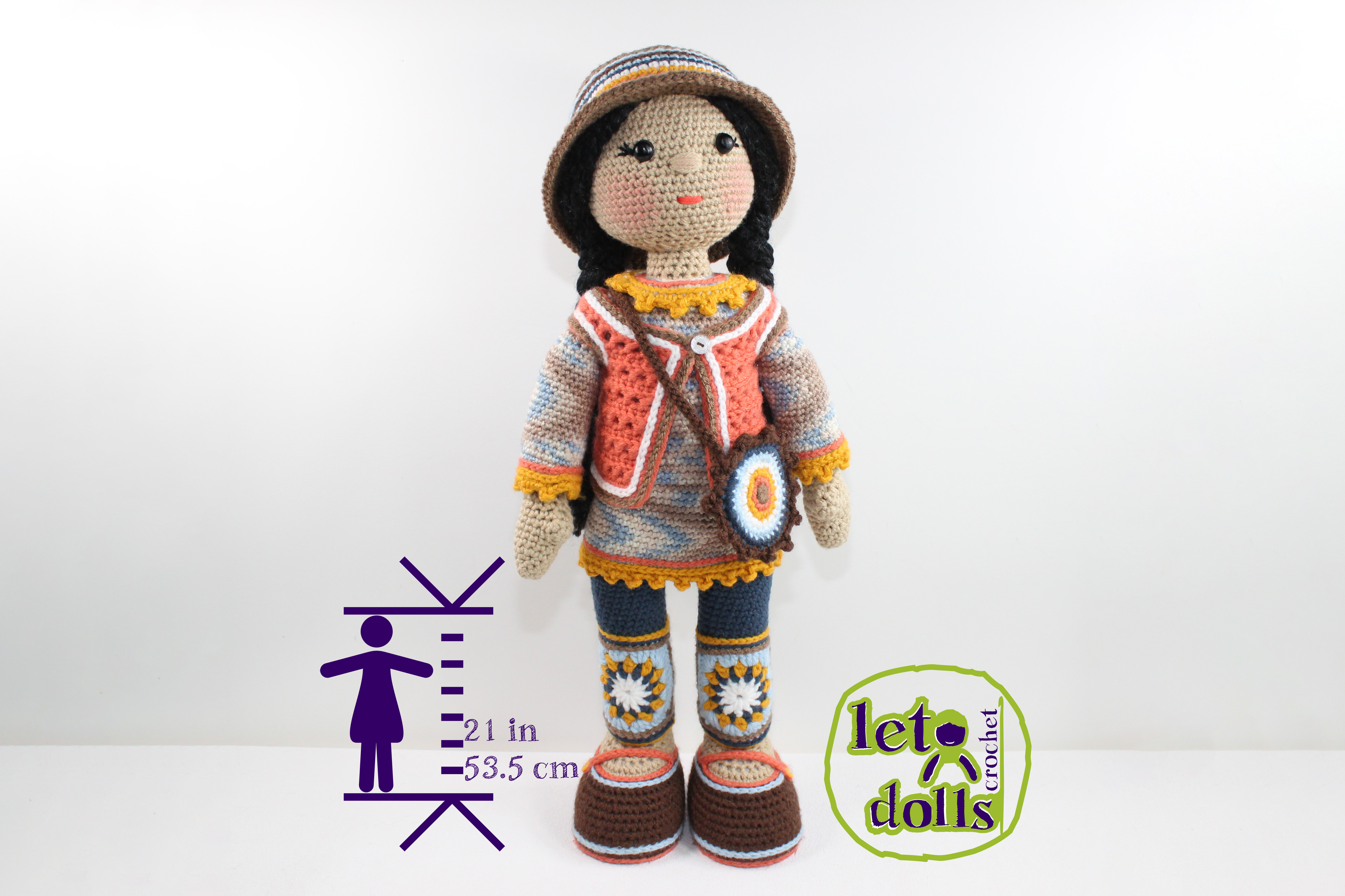 Cara, Large Crochet Doll Pattern, Amigurumi, 21"/53cm Tall