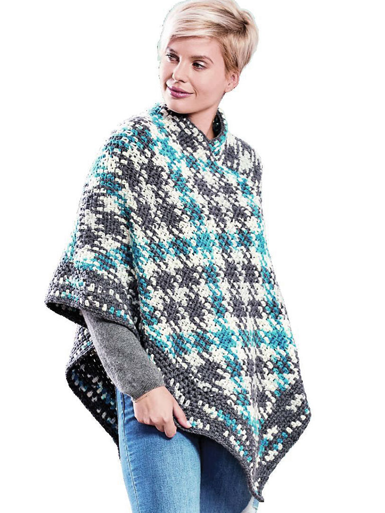 Woolly Hugs Poncho Great Karo, ganz einfach mit der Planned Pooling ...