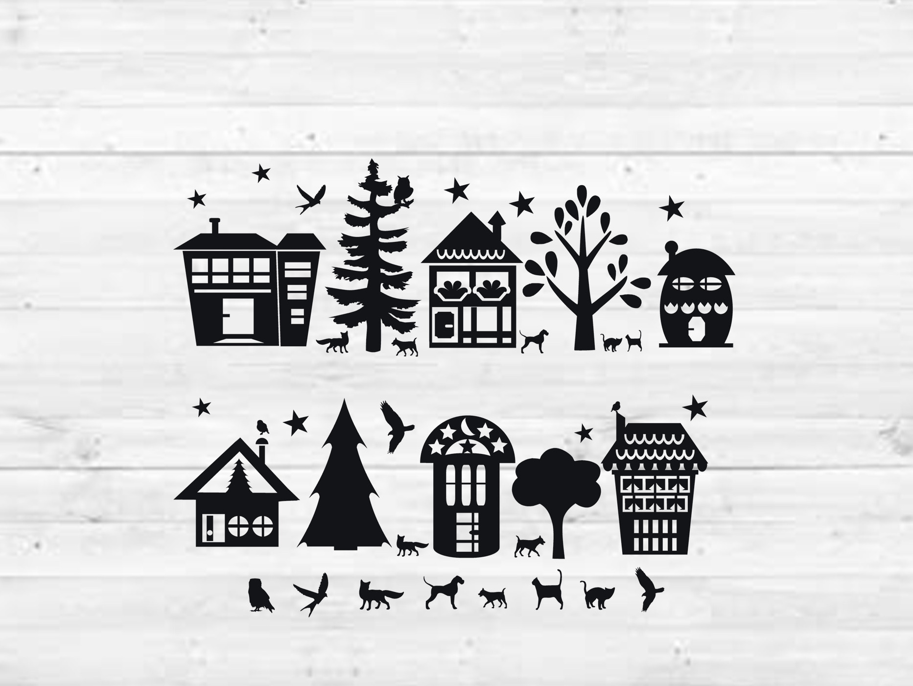 Plotterdatei Häuser II SVG zum selber plotten