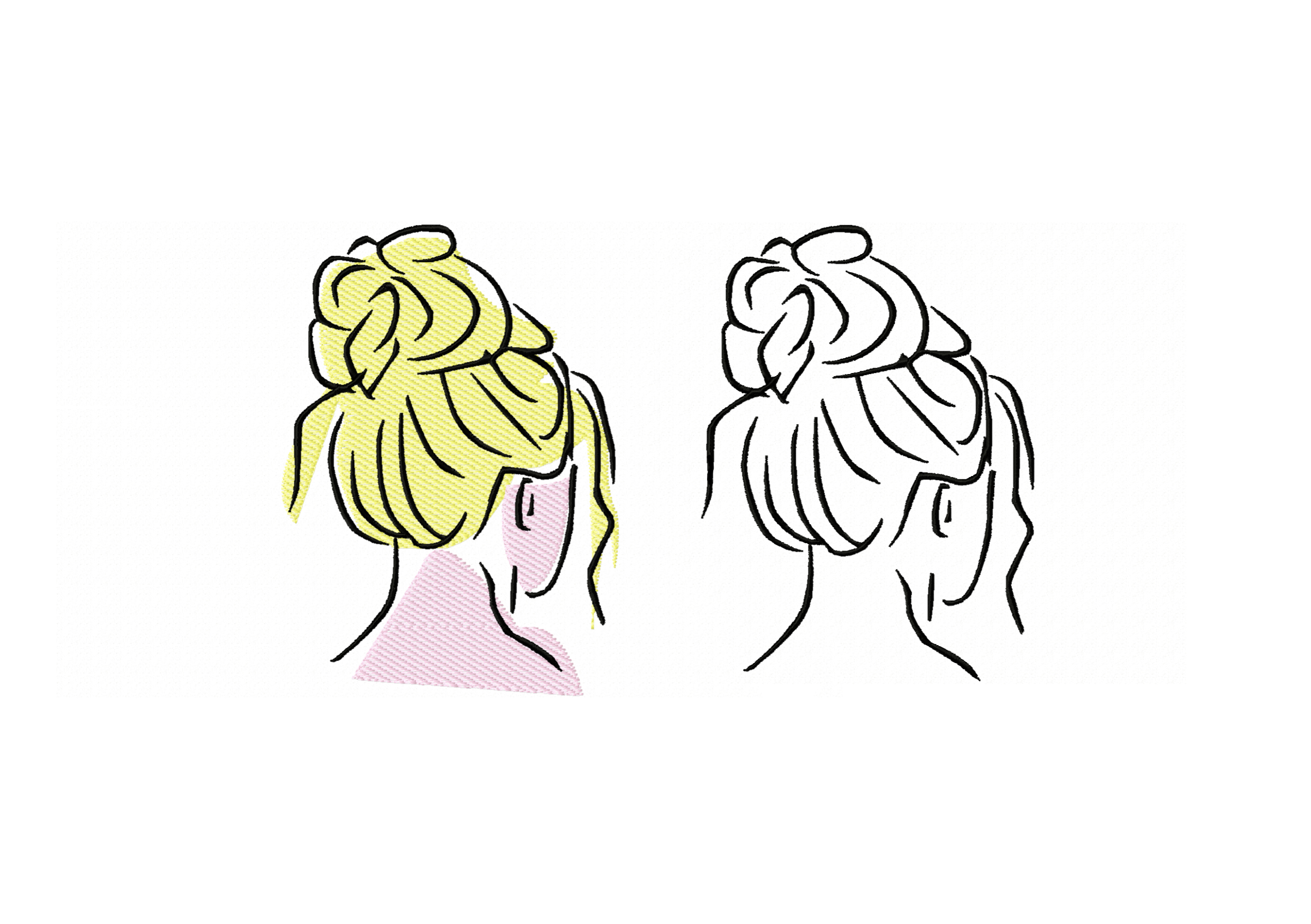 Stickdatei Frau, 10x10 und 13x18, Kopf, Dutt, Haare