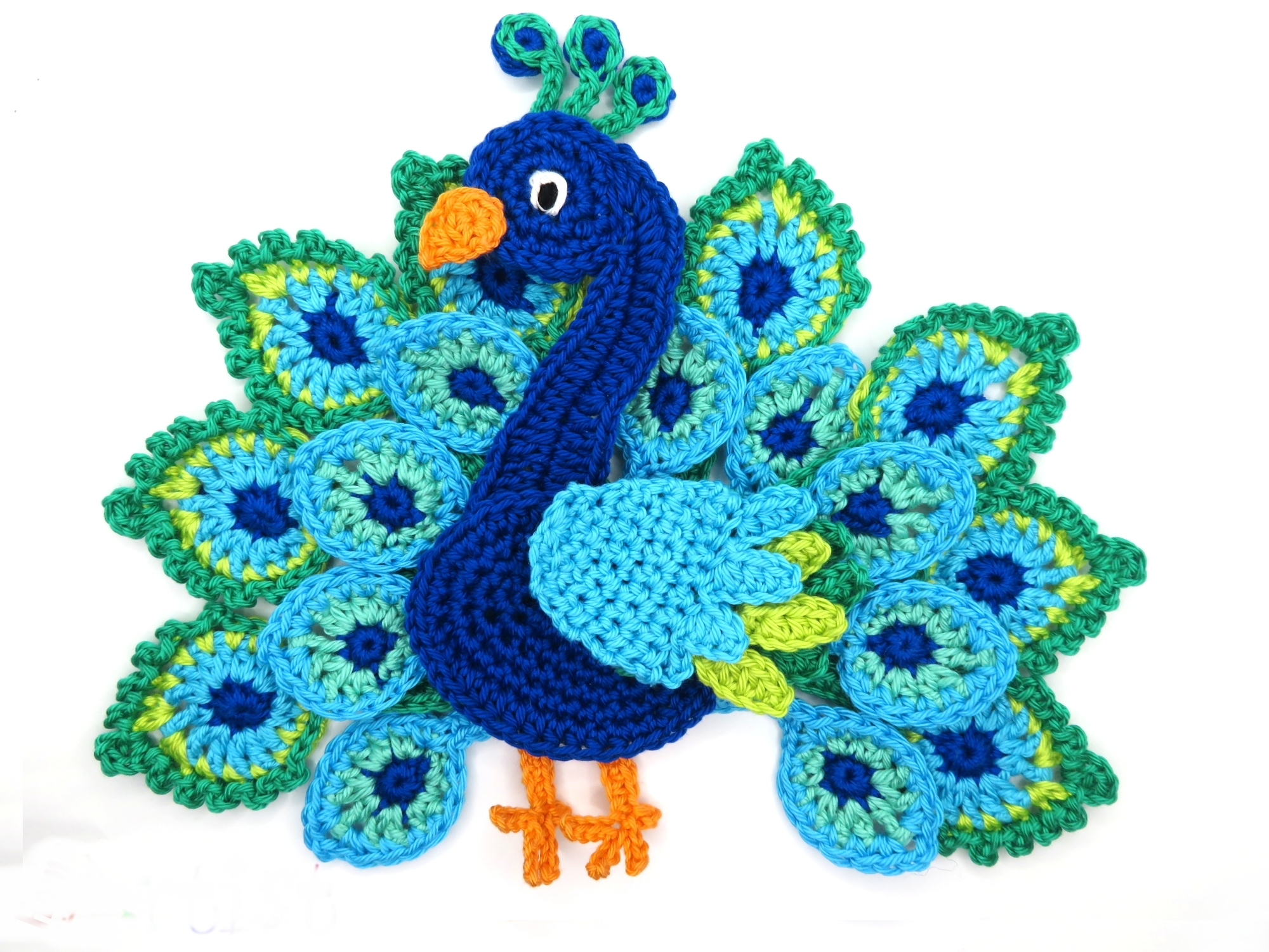 Peacock crochet pattern applique