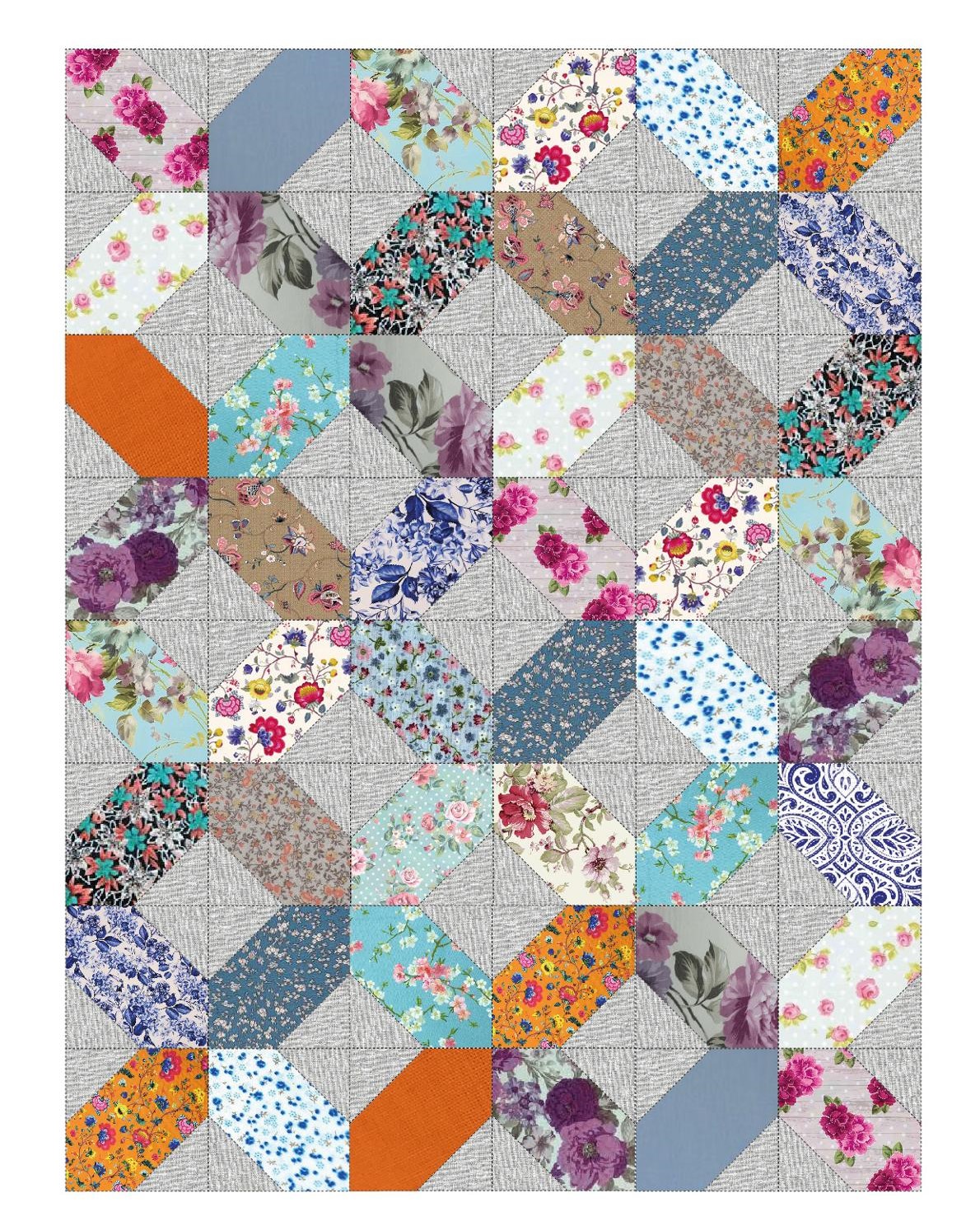 Patchwork Foundation Paper Piecing X-Block. (Einheit CM und INCH)