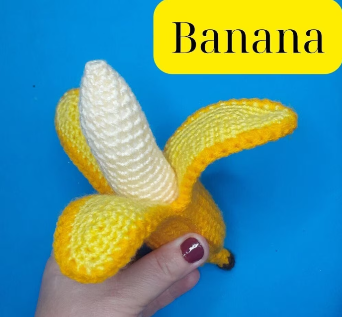 Banana Crochet pattern, Food pattern, Banana amigurumi, Crochet Fruit