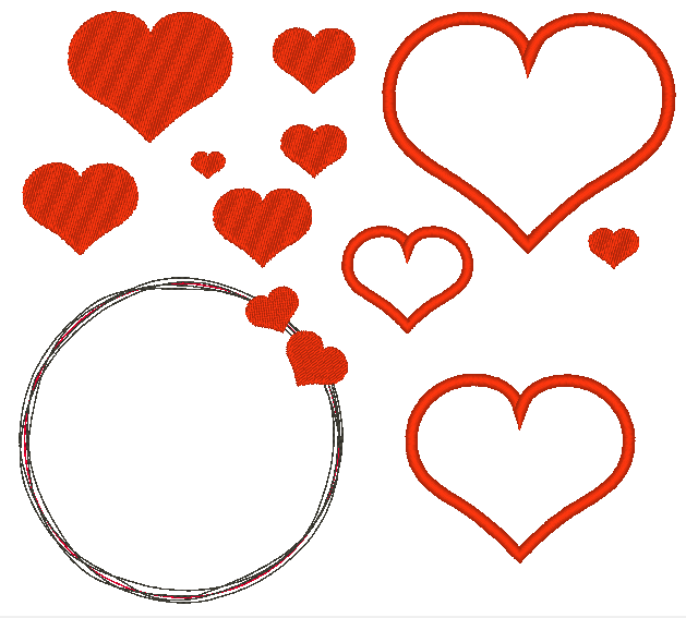 Stickdatei - Herz Liebe gefüllt für Stoffapplis und als Button