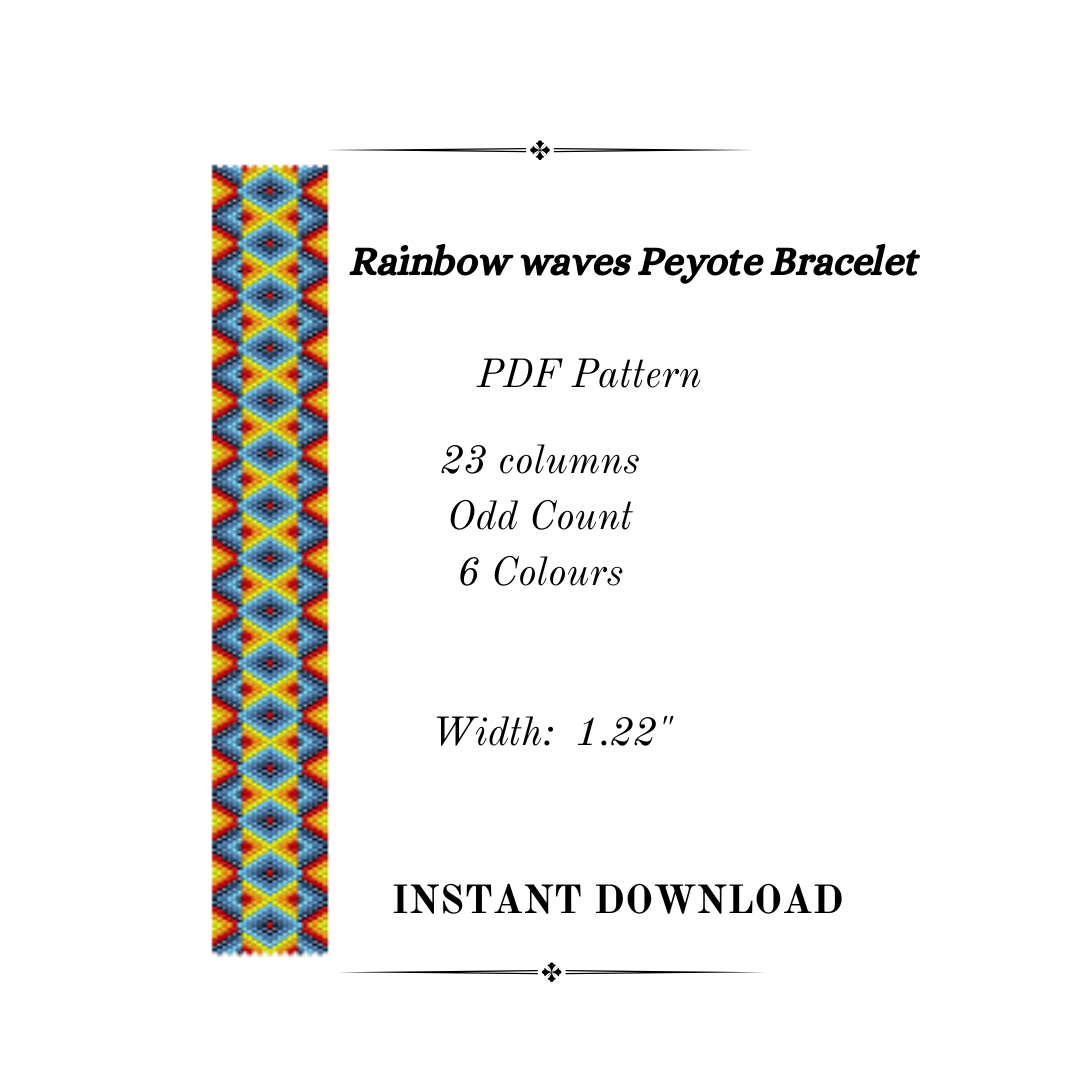 Rainbow Waves Peyote Stitch Bracelet