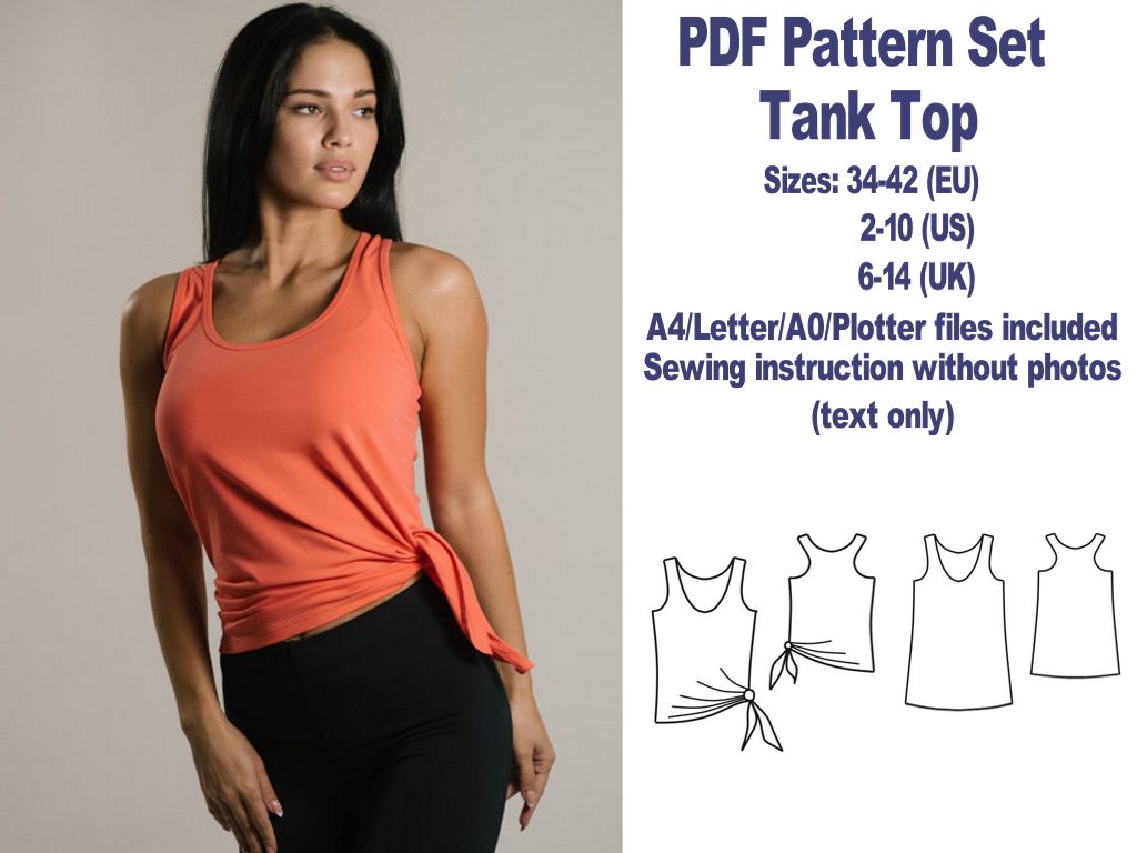 Tank Top Sewing Pattern PDF Sewing Patterns T-shirt Sewing Pattern PDF