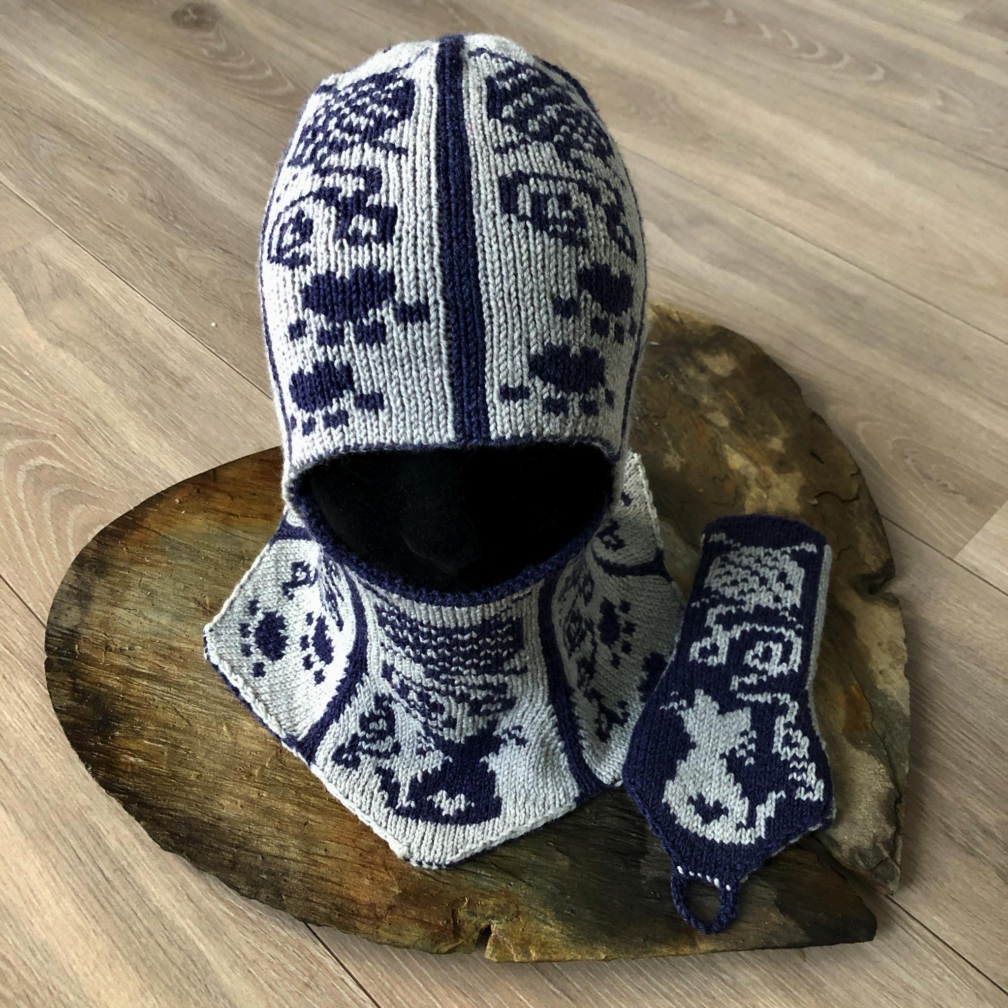 Set Woolly-Cat mit Double-Face gestrickt