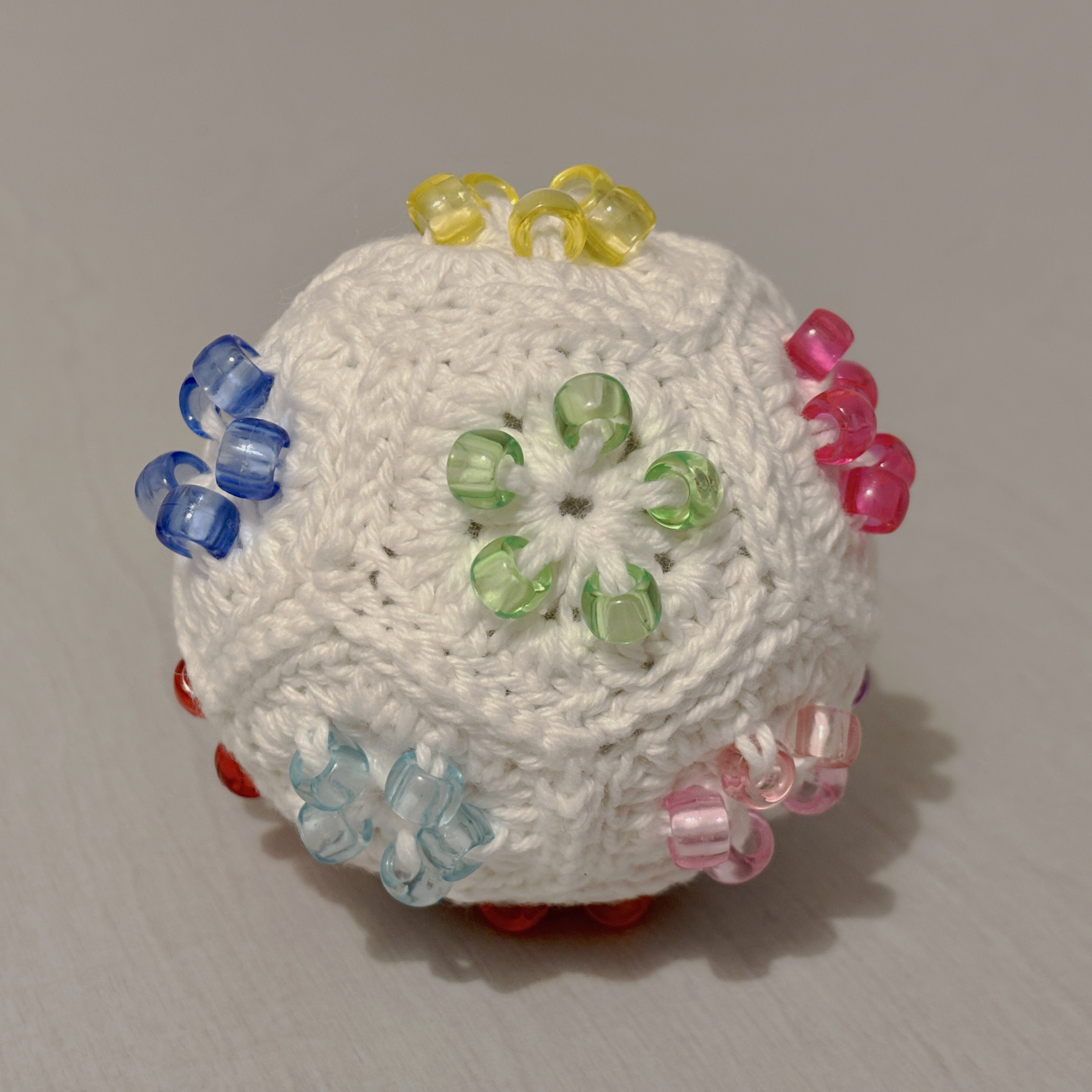 Beaded Crochet Fidget Stressball, Beaded Granny Square Ball, Fidget Toy