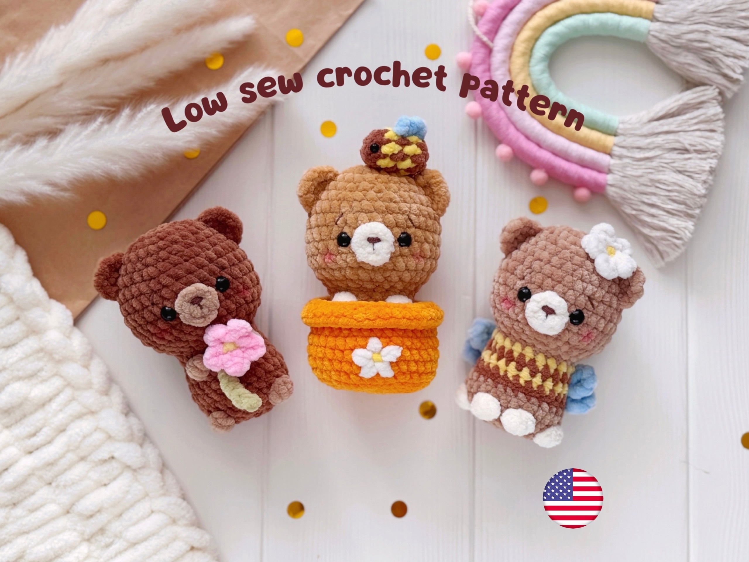 Crochet pattern "Honey story: 3 bears" / amigurumi plushies