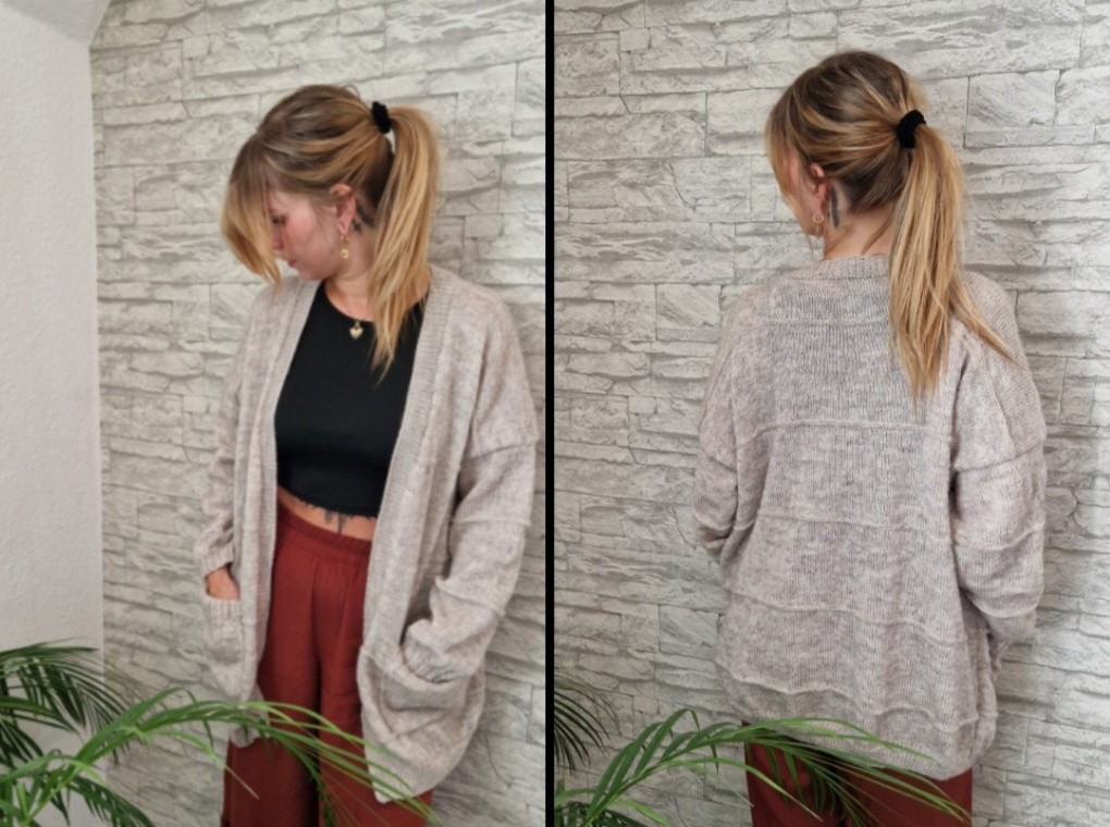 261 Strickanleitung Cardigan Strickjacke Marie Oversize Einheitsgröße 36/44